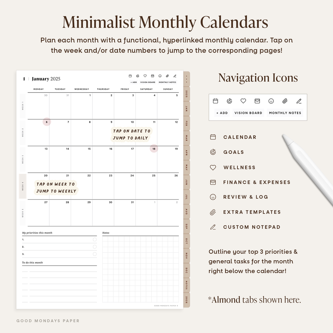 2025 Portrait Digital Planner – Good Mondays Paper