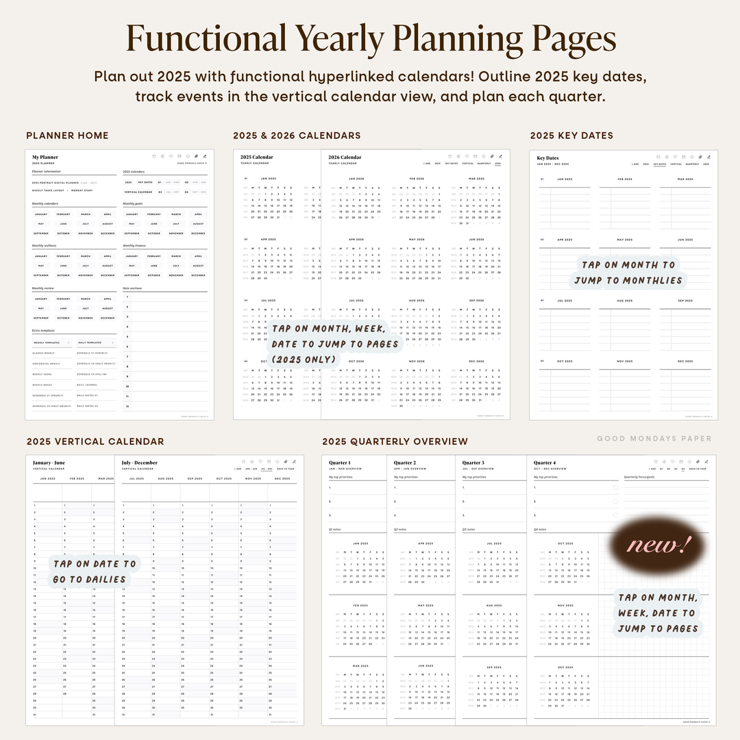 2025 Portrait Digital Planner – Good Mondays Paper