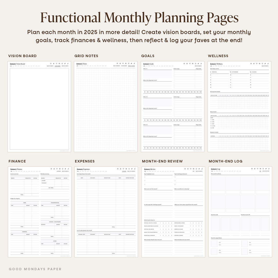 2025 Portrait Digital Planner – Good Mondays Paper