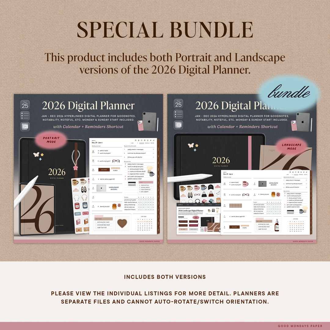 2026 Digital Planner Bundle – Good Mondays Paper