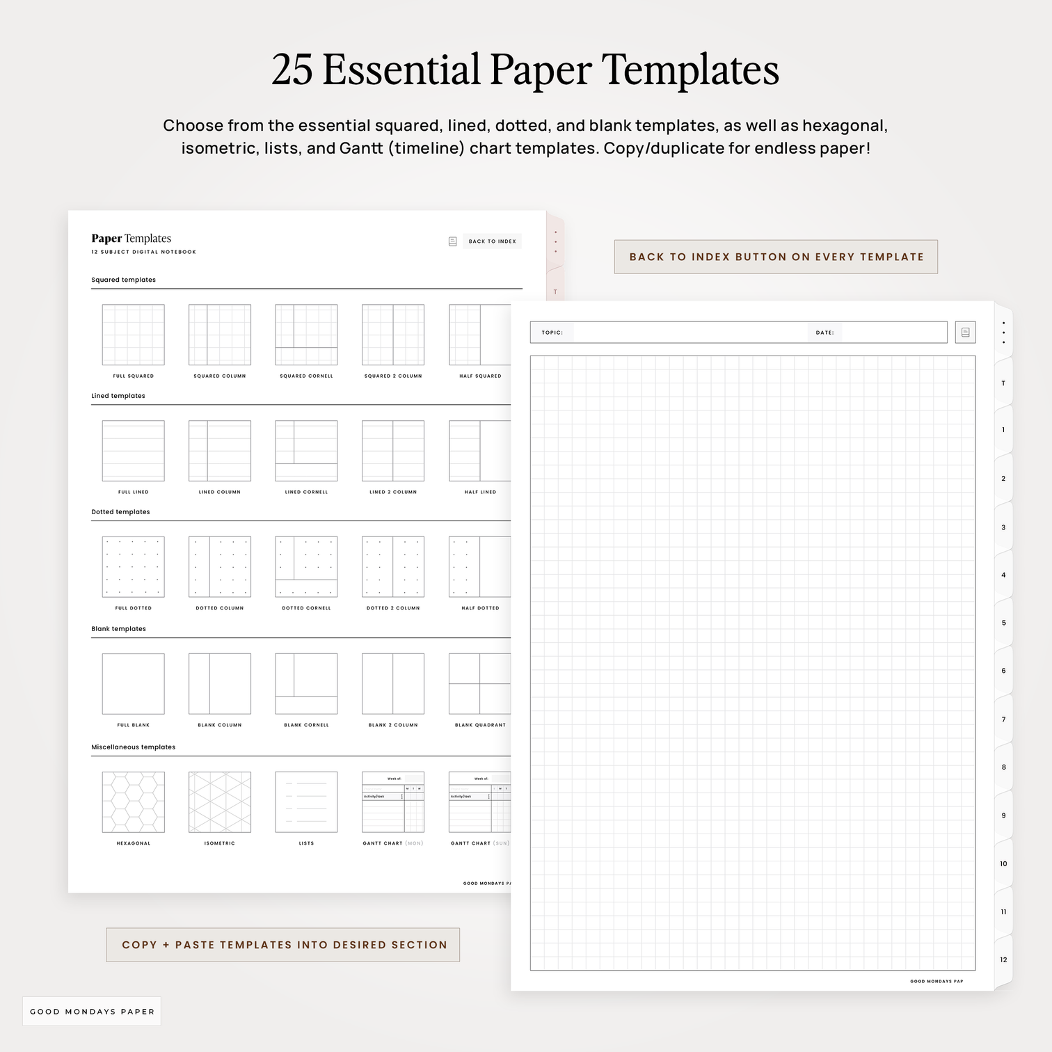 12 Subject Portrait Digital Notebook – Good Mondays Paper
