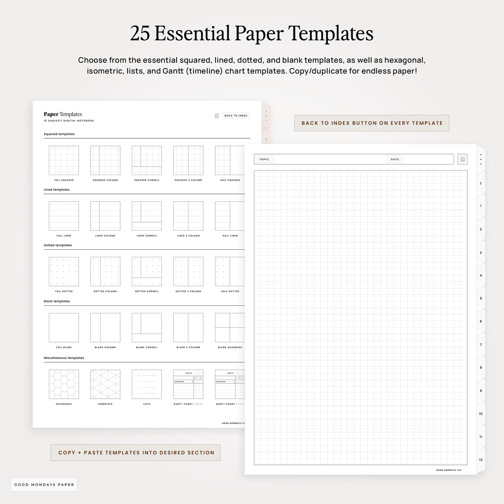 12 Subject Portrait Digital Notebook – Good Mondays Paper
