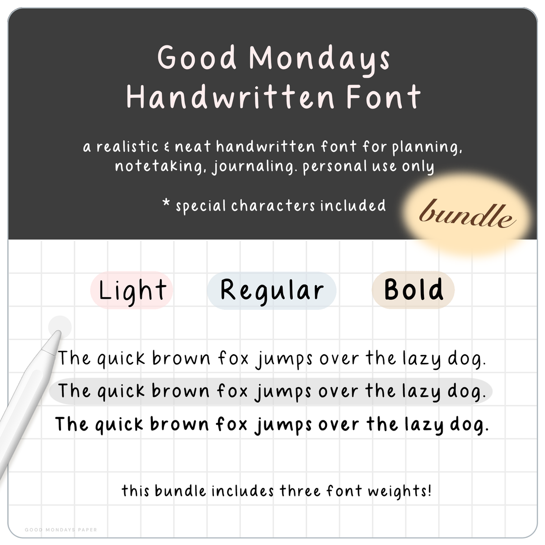 Good Mondays Handwritten Font Bundle – Good Mondays Paper