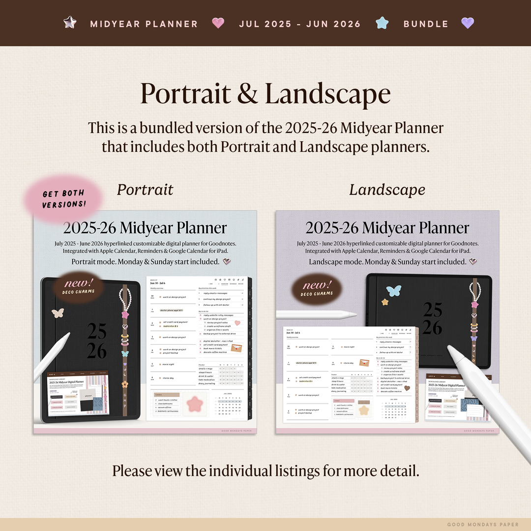 2025-26 Midyear Digital Planner Bundle – Good Mondays Paper