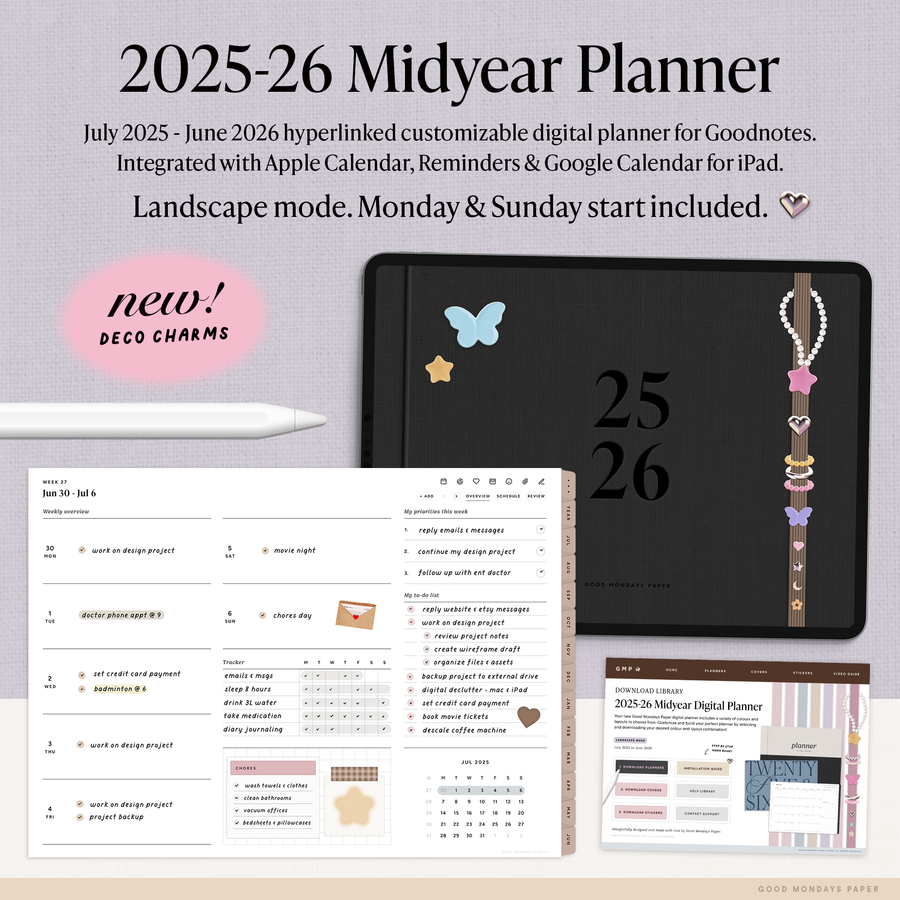 2025-26 Landscape Midyear Digital Planner – Good Mondays Paper