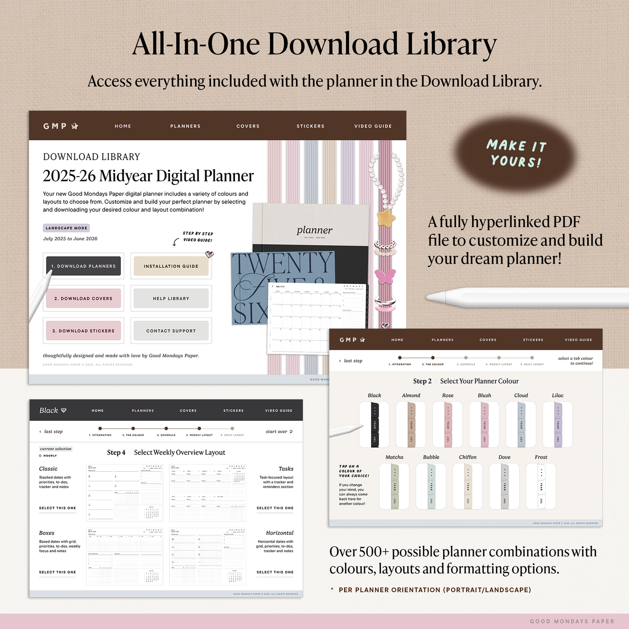 2025-26 Landscape Midyear Digital Planner – Good Mondays Paper