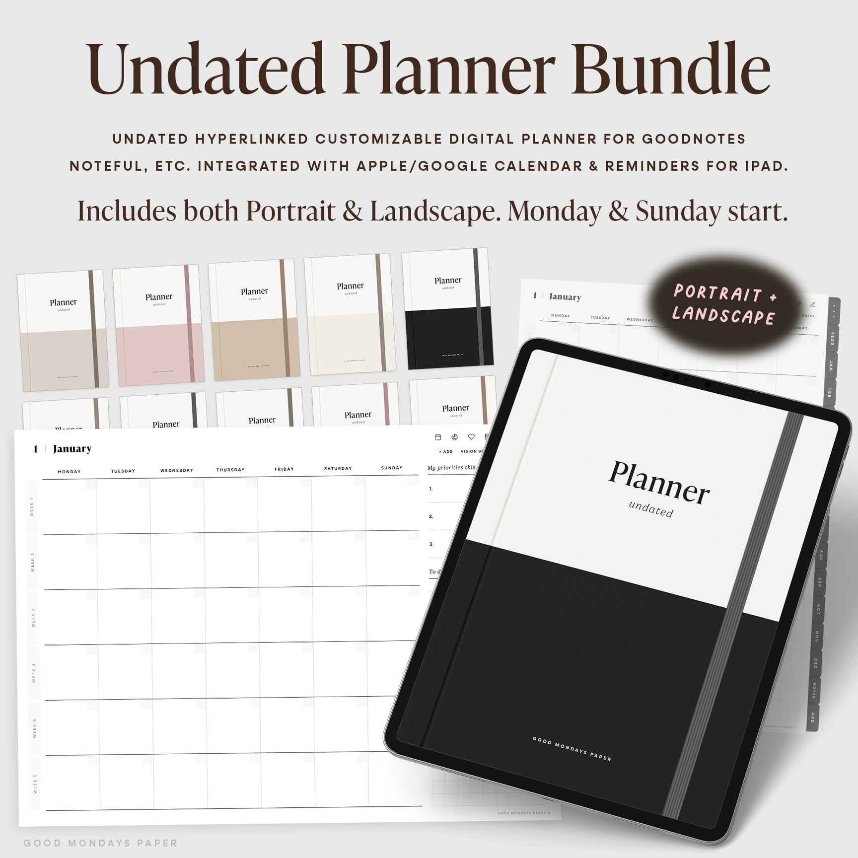 Undated Digital Planner Bundle – Good Mondays Paper